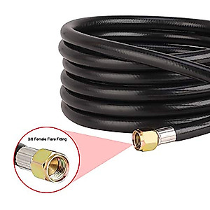 GASLAND RV Propane Hose, 12ft RV Quick Connect Hose for Grill, BBQ Quick Release LP Gas Line for Camp Chef Stove, Pit Boss Burner - 3/8 Female Flare Fitting x 1/4 Full Flow Male Plug