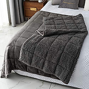 Mr.Sandman Weighted Blanket Adults 15lbs for Queen Size Bed, Soft Sherpa Heavy Blanket Relieves Pressure with Premium Microbeads - 60"x80" Grey