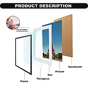 HOMESEVEN 20x24 Frame, 20x24 Picture Frame Matted to 16x20, Solid Wood Poster Frame-Horizontal and Vertical Wall Hanging for Home, Exhibition, Caffe(Black)