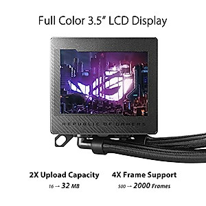 ASUS ROG Ryujin III 360 ARGB All-in-one Liquid CPU Cooler with 360mm Radiator. Asetek 8th gen Pump, 3X Magnetic 120mm ARGB Fans (Daisy Chain Design), 3.5” LCD Display