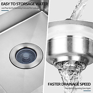 BQRIH Kitchen Sink Stopper Strainer,3 in 1 Pop Up Sink Strainer Anti-Clogging Sink Strainers for Kitchen Sink Stopper for US Standard 3-1/2 inch Drain Sink,Stainless Steel Anti-Odor Sink Accessories