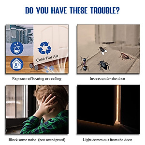 Under Door Draft Stopper 37" Cuttable and Washable,Draft Stopper for Bottom of Door,Twin Door Draft Stopper,Energy Saving Weather Stripping Door Seal Reduce Noise Adjustable Door Stoppers (Brown)