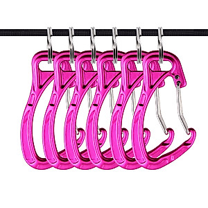 CRAZY SHARK 6PCS Fishing Aluminum Alloy Carabiner Keychain Outdoor Camping Climbing Snap Clip Lock Buckle Hook Fishing Tool（Pink）