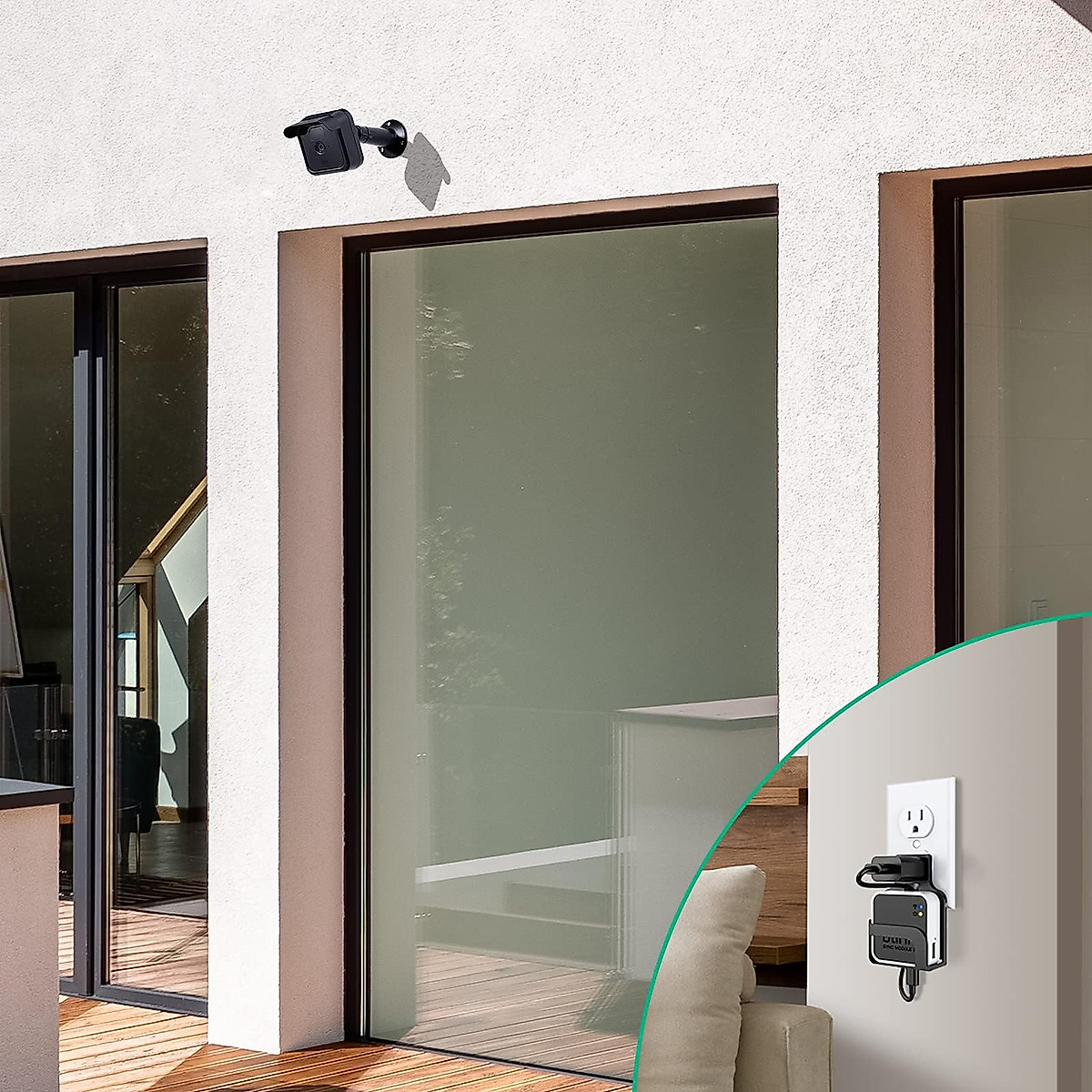 OLAIKE Housing and Metal Wall Mounting Bracket(3 Pack) for Blink Outdoor 3 (3th Gen) /XT/XT2,Weatherproof Protective Cover & 360° Adjustable Security Mount with Blink Sync Module Outlet Mount, Black