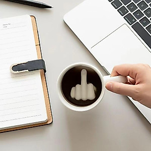 Cloverhome Have a Nice Day Coffee Mug with 3D Finger on the bottom Funny Coffee Mug for Men and Women Novelty Coffee Mug for Valentines Day Birthday Christmas and Halloween (White)