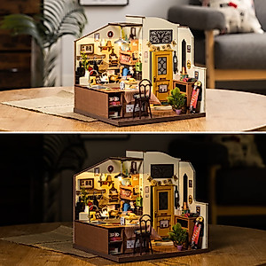 ROBOTIME Miniature House Kit DIY Mini Dollhouse with Furniture Tiny Room Kit with LED Light Hobby Wooden Craft Diorama Gift for Kids & Adults (Cozy Kitchen)