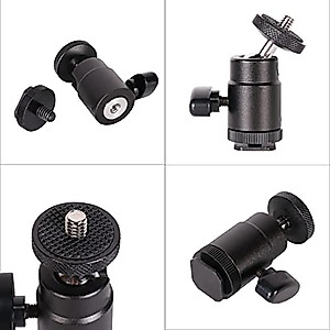 QYXINC Mini Ball Head Hot Shoe Mount with 1/4 inch Adapter Screw for DSLR Camera, Monitor, Camcorder, Flash Light, Tripod, Light Stand (4 Pack)