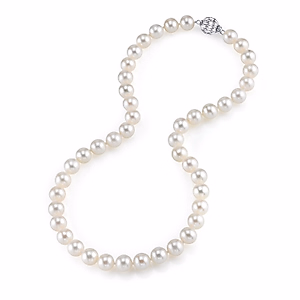 The Pearl Source 6.5-7mm AAA Quality Round White Freshwater Cultured Pearl Necklace for Women in 18" Princess Length