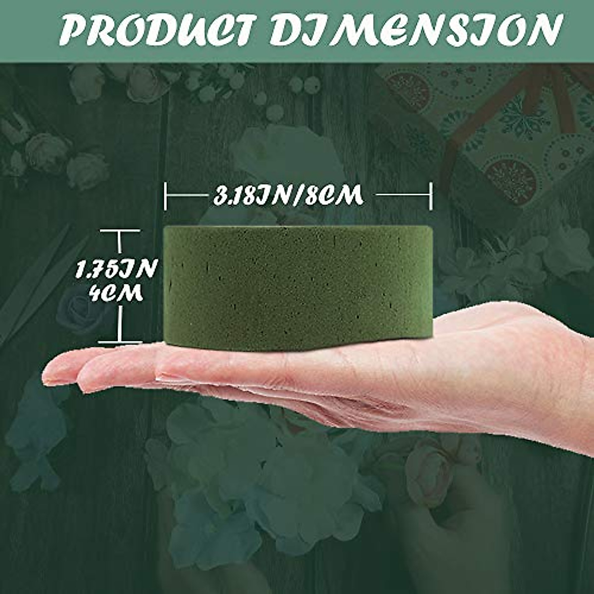 TAOPE 15 PCS Green Floral Foam - Wet & Dry for DIY