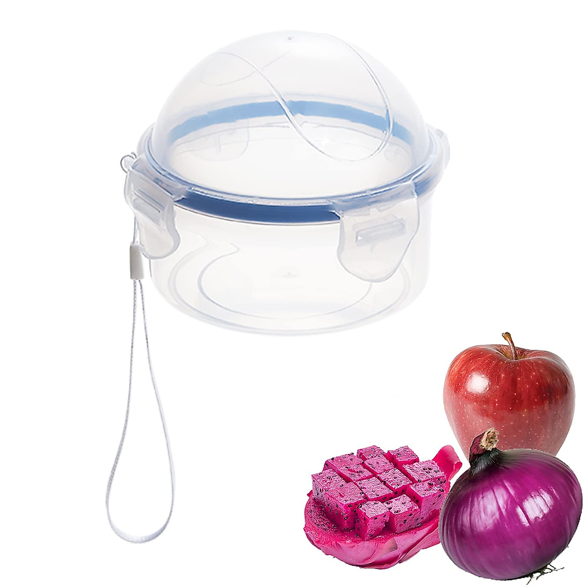 2 Pack Onion Storage Container and Tomato Lemon Apple Produce Saver Holder, Portable Fruit and Vegetable Food Storage Keeper Containers for Fridge