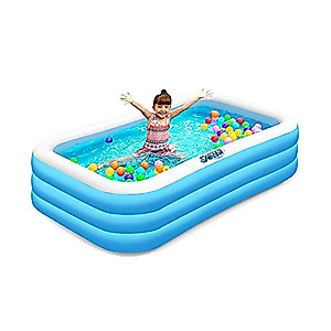 120" Inflatable Family Swimming Pool 120" X 72" X 22" Full-Sized Inflatable Lounge Pool for Baby, Kiddie, Kids, Adult, Infant for Ages 3+. Summer Fun Indoor Outdoor Water Party/Family Activity