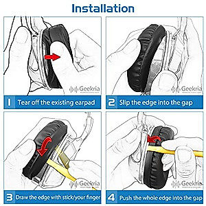 Geekria QuickFit Replacement Ear Pads for Audio-Technica ATH-SR9 ATH-DSR9BT ATH-DSR7BT Headphones Ear Cushions, Headset Earpads, Ear Cups Cover Repair Parts (Black)