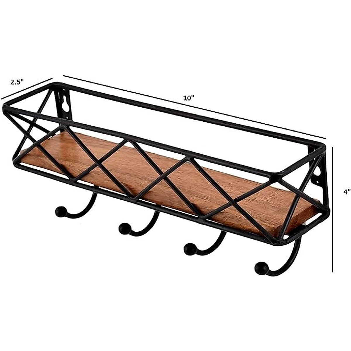 NIRMAN Key Hooks for Wall Decorative, Entryway Key Hooks, Wall Mounted Key Rack with 4 Hooks for Entryway Living Room Bedroom (10" x 2.5" x 4")
