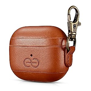 Dreem Om AirPods 3 Case Cover with Keychain Clip for Apple AirPods 3rd Generation, Vegan Leather AirPod Case for Men & Women, Luxury Earbuds Accessory for iPhone - Caramel