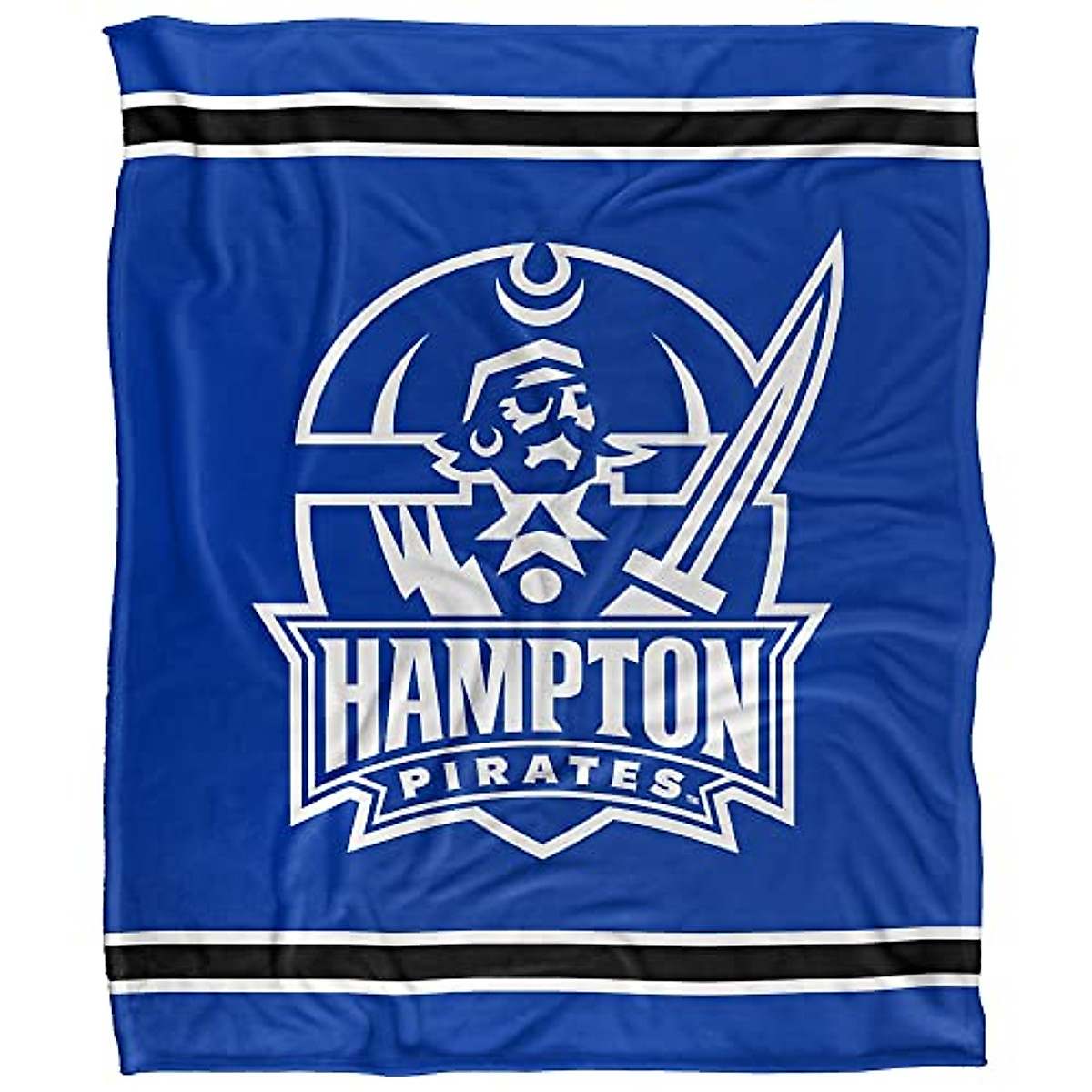 Hampton University Pirates Blanket, 36"x58" Primary Logo Stripes, Silky Touch Super Soft Throw
