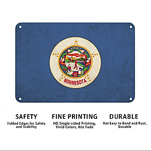 Minnesota Flag Signs Minnesota Metal Tin Sign Customized Rustic America State Home Metal Wall Art Sweet Home Vintage Indoor & Outdoor Decor for Home Man Cave Door Porch Garden Party 8x12 inch