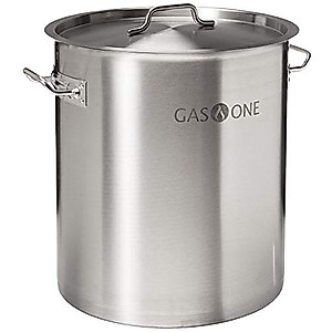 Gas One Fryer Pot 32 quart - All Purpose - Stainless Steel Tri-Ply Bottom with All Purpose Pot Deep Fryer Steam & Boiling Basket