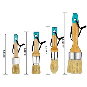 Chalk Wax Paint Brush 4pcs, Chalk Paint Brushes for Furniture,Wax Brush for Painting or Waxing Furniture,Acrylic Paint,Milk Paint,Home Decor,Natural Bristles Stencil Brushes