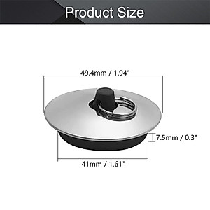 MroMax 3Pcs Stainless Steel Sink Plug Drain Stopper Fit 39mm with Ring for Bathtub Kitchen Bathroom Silver, Black