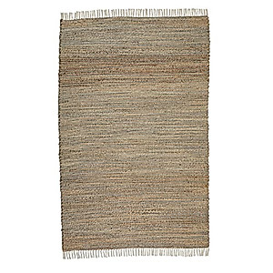 Pebble & Crane - Bradford Rug - Woven Throw Rug - Jute and Cotton - Area Rug for Kitchen, Living Room, Bedroom, and More - Tassel Trim - 5’ x 8’ - Olive