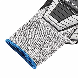 AmazonCommercial 13G SilverSilk & Sandy Nitrile Gloves with Impact Protection (Grey/Black), Size XL, 3-Pairs