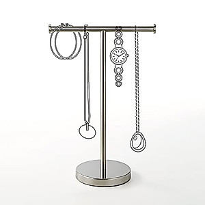 SunnyPoint Elite Heavy Weight Countertop Hand Towel Rack and Accessories Jewelry Stand; 16.5" Height (Satin Nickel, Stainless Steel Base)