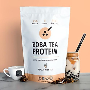 Classic Milk Tea Protein Powder | 25g Grass-Fed Whey Protein Isolate Powder | Gluten-Free & Soy-Free Bubble Tea Protein Drink | Real Ingredients & Lactose-Free | 19 Servings