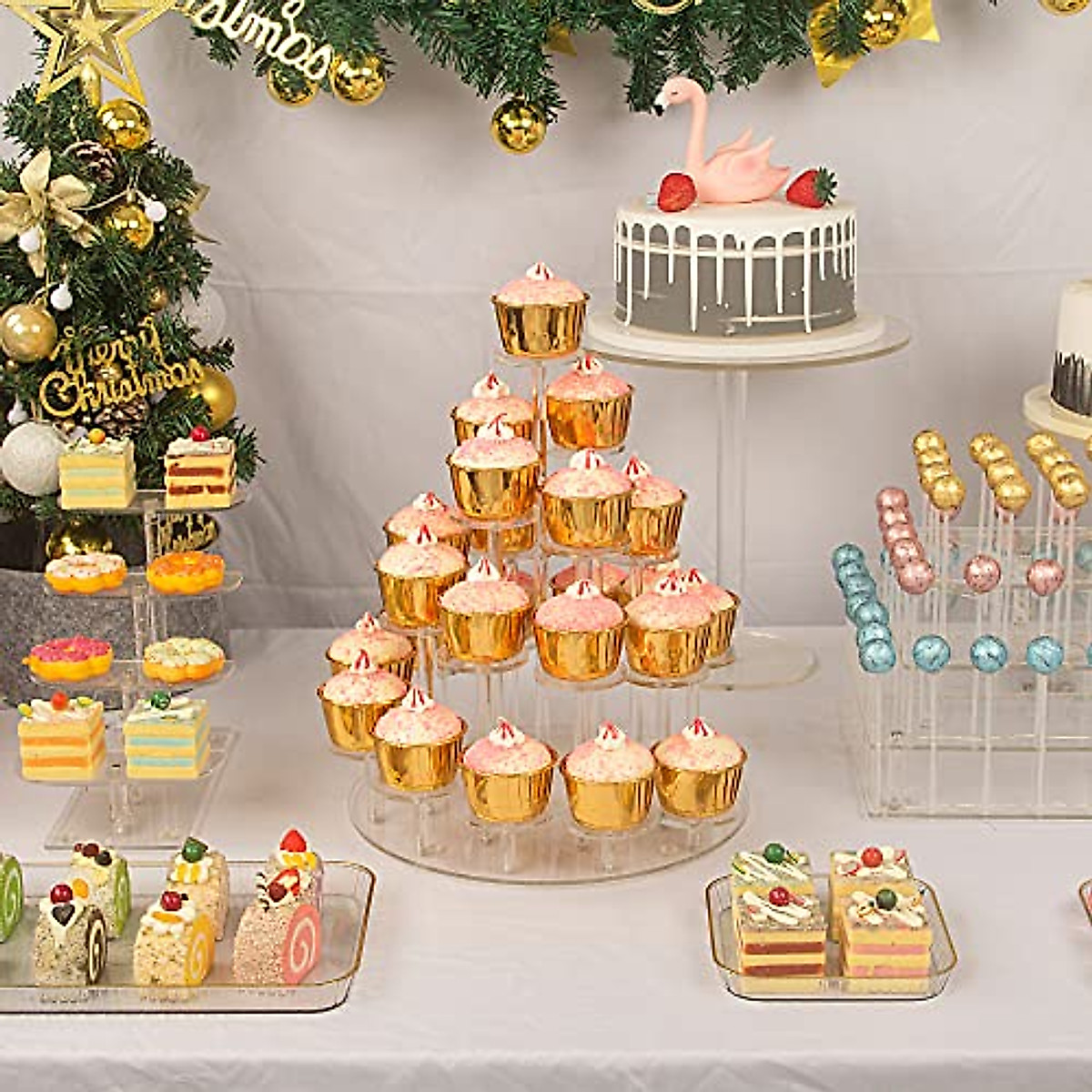 Acrylic Cupcake Stand for 24 Cupcakes Holder, Dessert Stand Premium Cupcake Display Stand Cupcake Tower Pastry Serving Display for Party Wedding Birthday