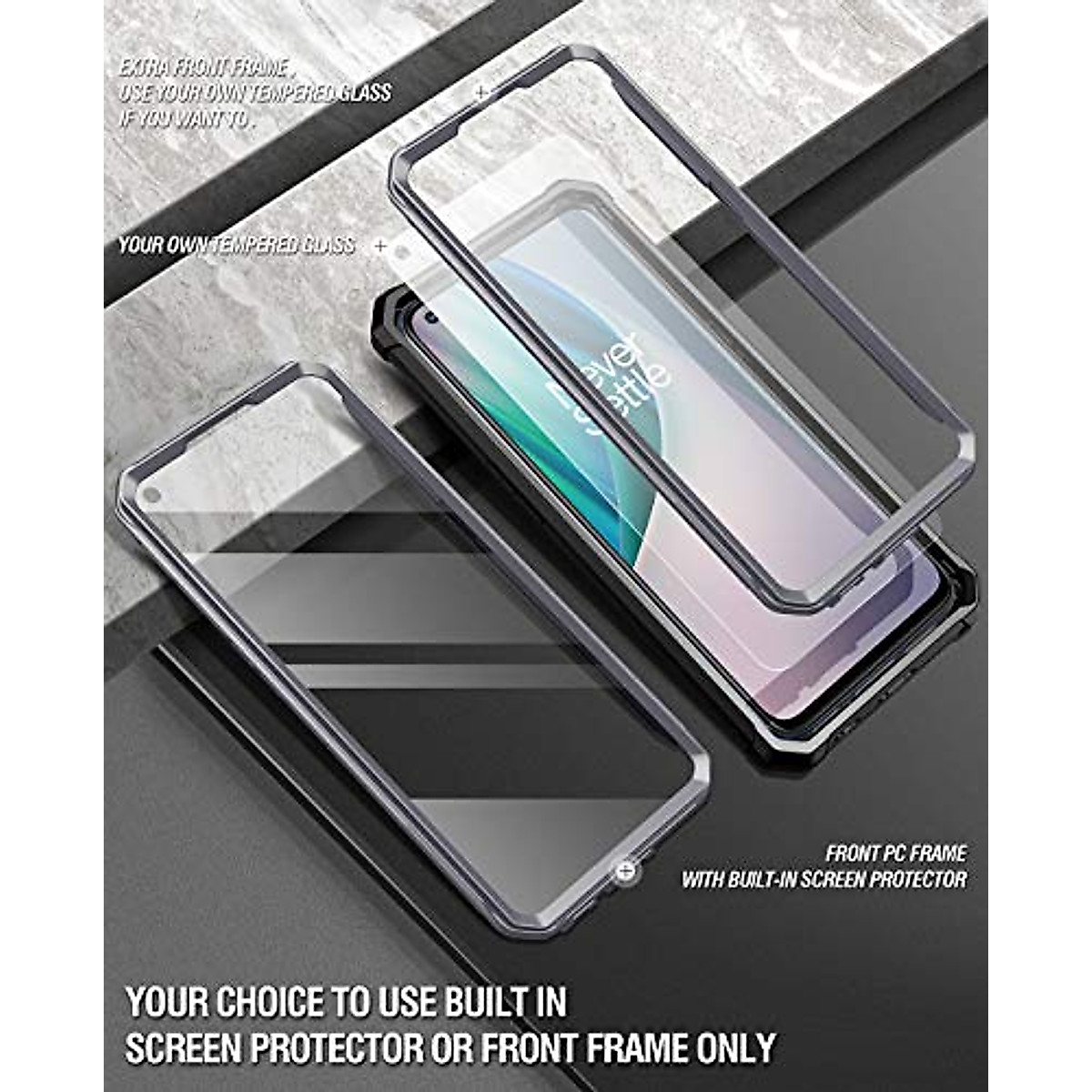 Poetic Guardian Series Case Designed for OnePlus Nord N10 5G, Full-Body Hybrid Shockproof Bumper Cover with Built-in-Screen Protector, Black