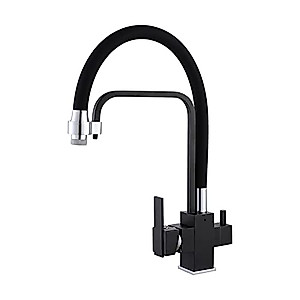 Filter Kitchen Faucet Drinking Water Black Single Hole Mixer Tap 360 Rotation Pure Water Filter Kitchen Sinks Taps 6007 (Color : Black)