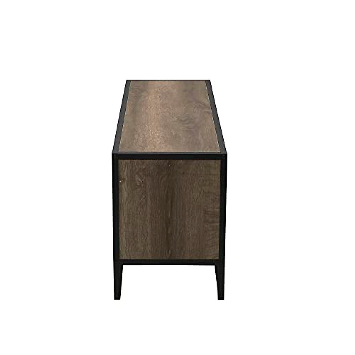 Household Essentials Jamestown TV Stand Coffee Table with Square Cube Storage Compartments Ashwood Rustic Wood Grain and Black Metal