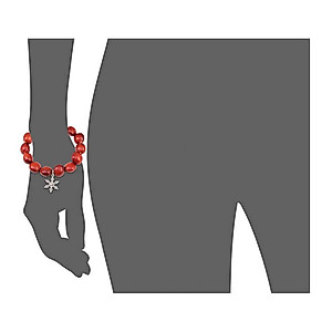 Silver Snowflake Christmas Holiday Charm - Stretchy Adjustable Beaded Bracelet for Women 6.5” - 7.5” w/Meaningful Good Luck Huayruro Seeds Beads - Great gifts for Mom, Daughter, Sister, Aunt