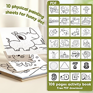 Jar Melo Washable Dot Markers, 6 Colors Dot Paints with 108 PDF & 10 Physical Activity Papers, Non-Toxic Bingo Daubers for Toddlers 1-3 2-4