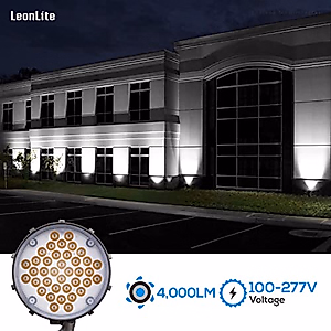 LEONLITE 30W LED Bullet Flood Light, 4000LM 5000K Daylight, 22°Focused Flag Pole Light with Knuckle Mount, Weatherproof, 100-277V Commercial Landscape Light, UL-Listed