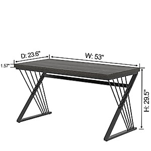 FOLUBAN Modern Home Office Desk, Rustic Wood and Metal Computer Desk, Writing Study Gaming Table PC Desks for Living Room Bedroom, Industrial Dark Gray, 53 inch