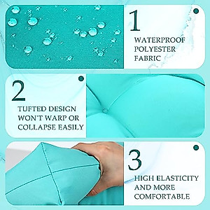 Tradder 5 Pcs Outdoor Chair Cushions Outdoor Patio Loveseat Cushions Group Bench Patio Furniture Cushions Swing 2 U Shape Seat Cushions 2 Lumbar Pillows for Indoor Outdoor Furniture (Tufted Pattern)