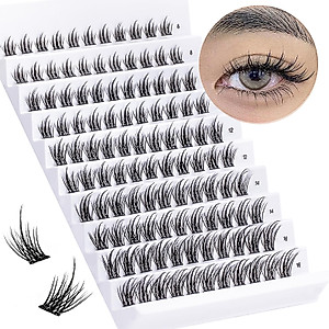 Fyonas Lash Clusters Fluffy Individual Lashes Cluster Eyelash Extensions 110 Pcs D Curl Manga Lashes Natural Look DIY Lash Extensions at Home Mix 8-16mm (Fairy)