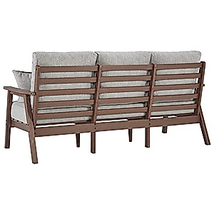 Signature Design by Ashley Outdoor Emmeline HDPE Patio Sofa with Cushion, Brown