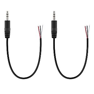 Fancasee (2 Pack Replacement 2.5mm Male Plug to Bare Wire Open End TRS 3 Pole Stereo 2.5mm Plug Jack Connector Audio Cable for Headphone Headset Earphone Cable Repair