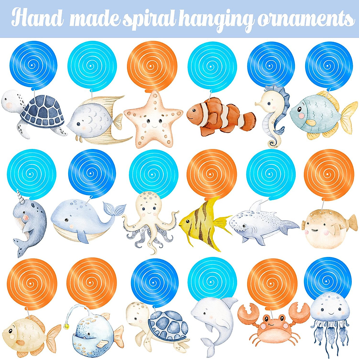 Ocean Animals Hanging Swirls 20Pcs Under The Sea Party Hanging Decorations Marine Animals Party Swirls Ceiling Ocean Party Decorations Streamers for Ocean Sea Theme Baby Shower Supplies