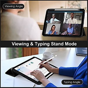 iCatchy for iPad 10th Generation Case (10.9 Inch 2022) Ultra Slim Hard Back Clear Cover With Tri-fold Stand (Black)