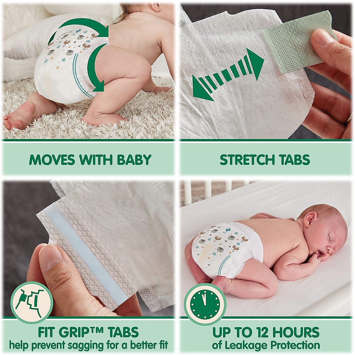 HAO M Mark Premium Baby Diapers - Size 4 (22-37 lbs) 210 Count W/Moist Towelettes