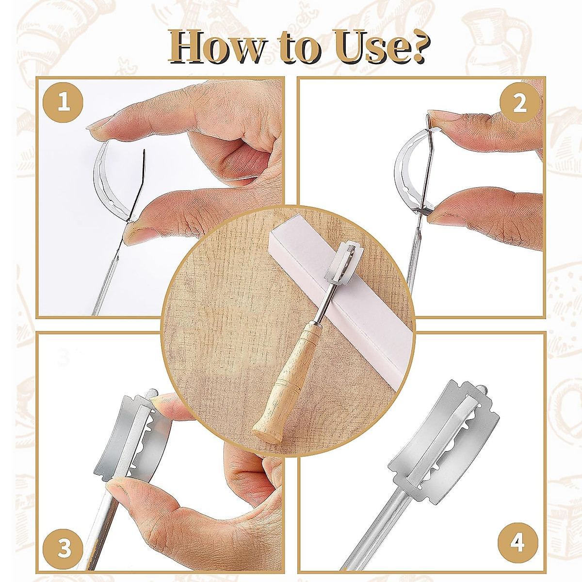 MINIFISH Bread Knife with Bread Scoring Tool for Homemade Bread, 16" Sourdough Bread Knife, Wooden & Stainless Steel Serrated Bread Slicer - Effortless Slicing for Perfect Portions