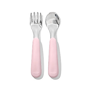 OXO Tot On-The-Go Fork and Spoon Set - Blossom
