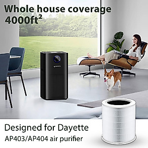 DAYETTE AP403 404 Replacement H13 HEPA Air Purifier Filter for CADR 600+ m³/h Air Purifier, Activated Carbon, Original