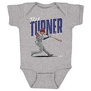 500 LEVEL Trea Turner Baby Infant One Piece Bodysuit (6M, Heather Gray) - Trea Turner Philadelphia Chisel WHT