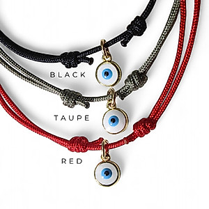 14k Gold Evil Eye Bracelet - Adjustable Waterproof Protection Amulet with Red String and Lucky Eye Charm Pendant for Women, Men, and Friendship Gifts