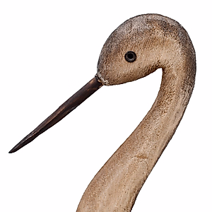 K KILIPES Rustic Heron Statue Bird Sculpture Wood Crane Figurines Home Decor Decorative Animal Crane Statue Garden Decor