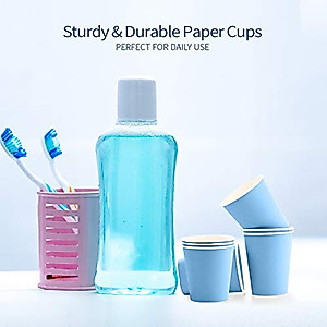 Turbo Bee 600Pack 3oz Disposable Paper Cups,Hot/Cold Beverage Drinking Cup，Small Blue Paper Cups for Bathroom and Mouthwash…