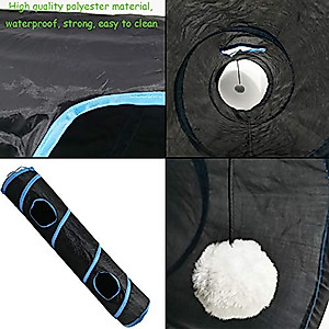 kathson Rabbit Tunnel Guinea Pig Tunnel Bunny Hideout Tunnel Rabbit Tunnels for Indoor Bunnies Small Animal Collapsible Hideaway Toys for Chinchillas Ferrets Guinea Pigs Gerbils Hamsters Rats (Black)